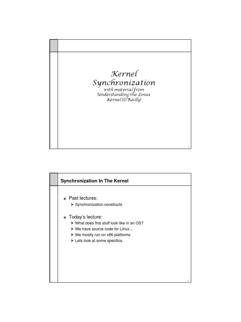 Kernel Kernel Synchronization | PDF | Central Processing Unit | Thread (Computing)