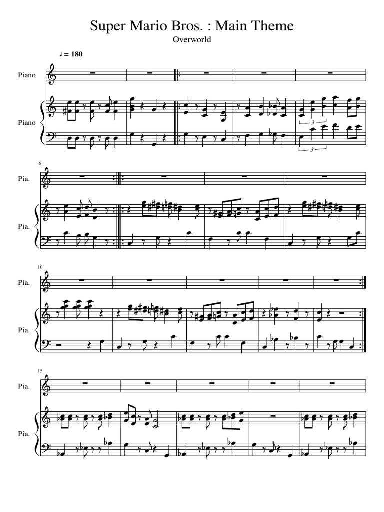 Super Mario Bros. Main Theme Sheet Music | PDF | Nintendo Consoles ...