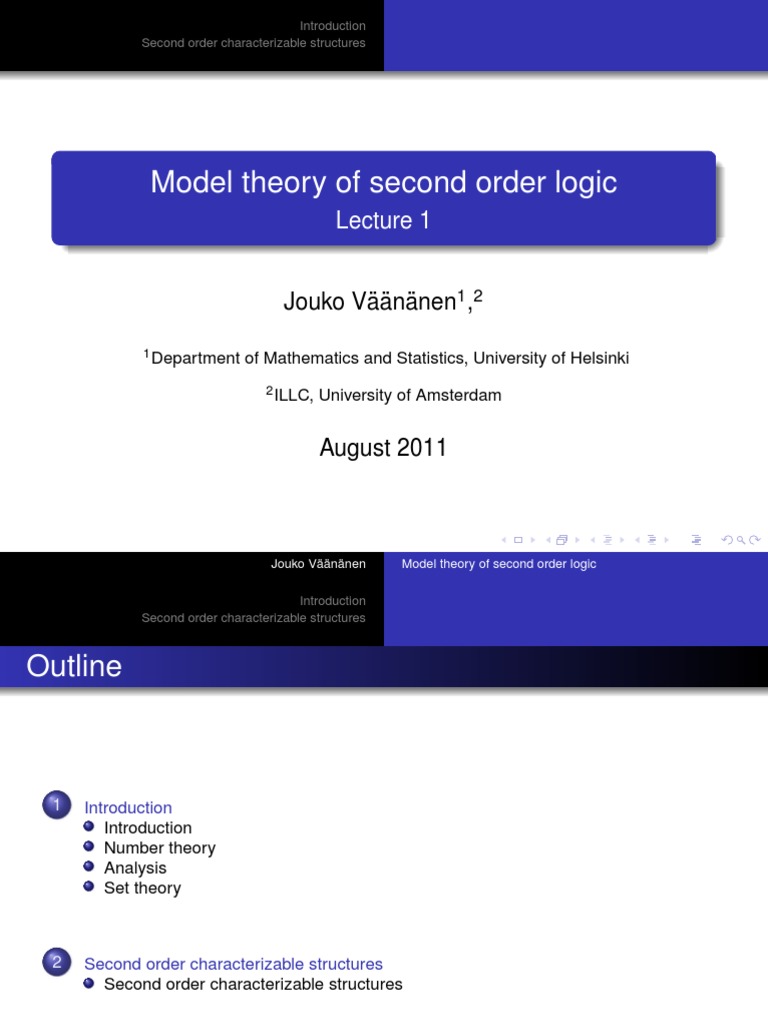 Model Theory of Second-Order Logic | PDF | Model Theory | Real Number