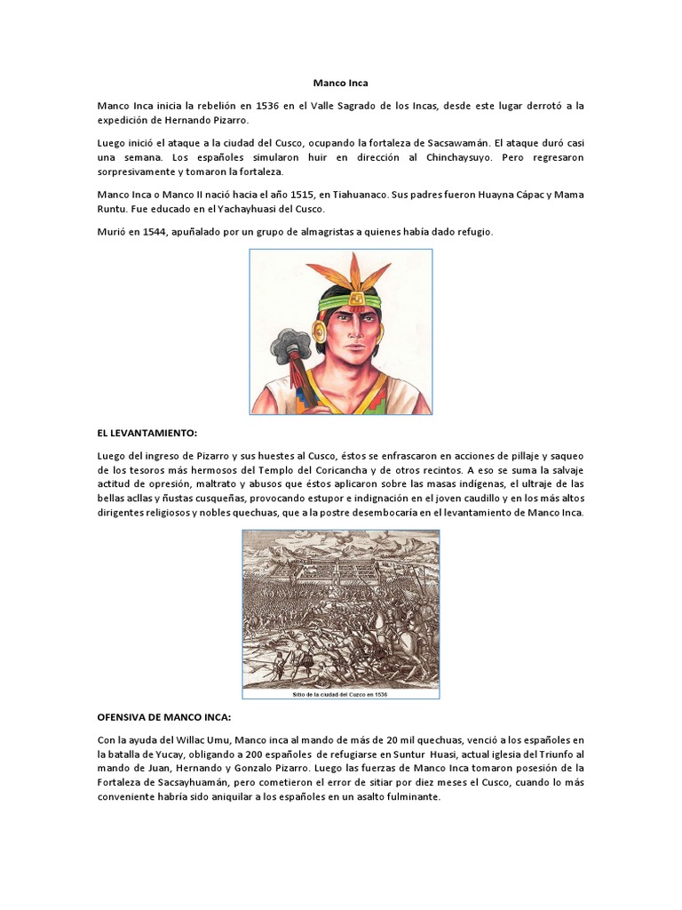 Manco Inca | PDF | Perú | Colonización española de las Américas