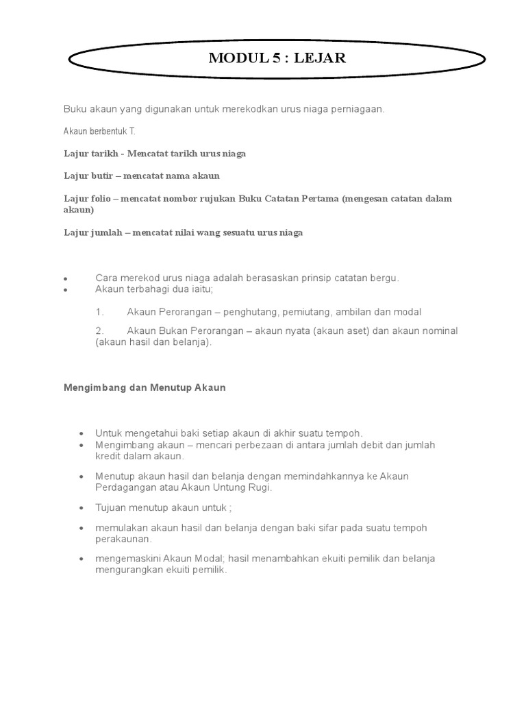 Modul 5 Lejar | PDF | Pengelolaan Keuangan & Uang