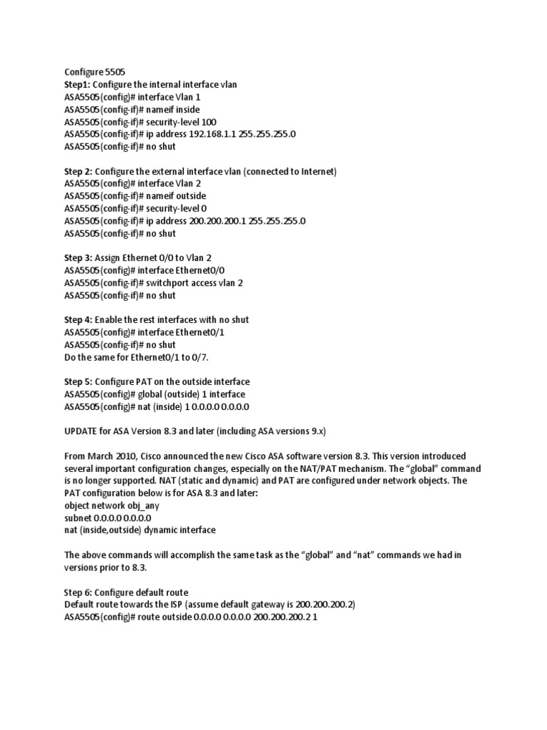 Configuring Basic Firewall Settings On A Cisco Asa 5505 Device Pdf