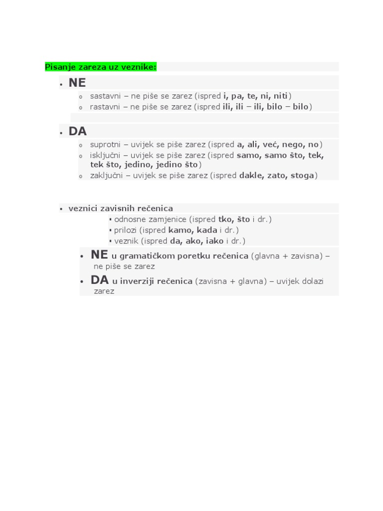 Zavisno Slozene Recenice Recenice Za Vjezbu | PDF