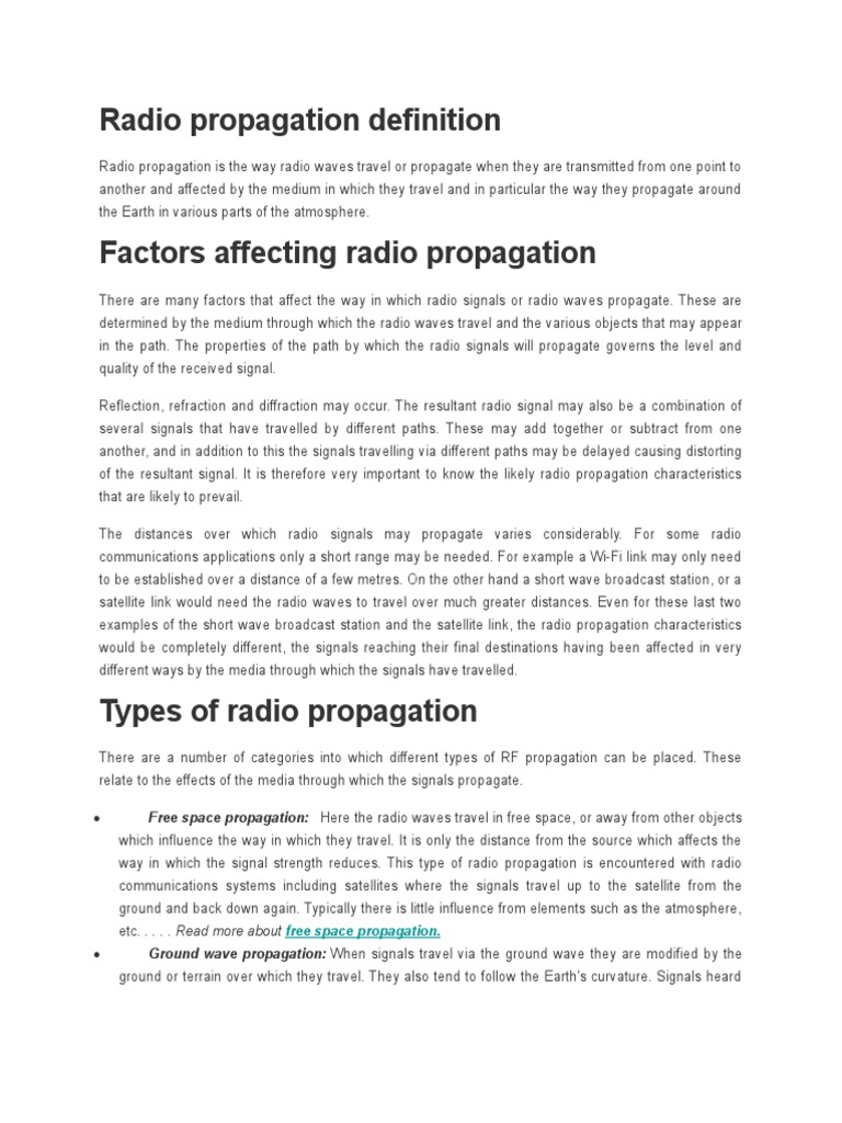 Radio Propagation Definition | PDF | Radio Propagation | Ionosphere