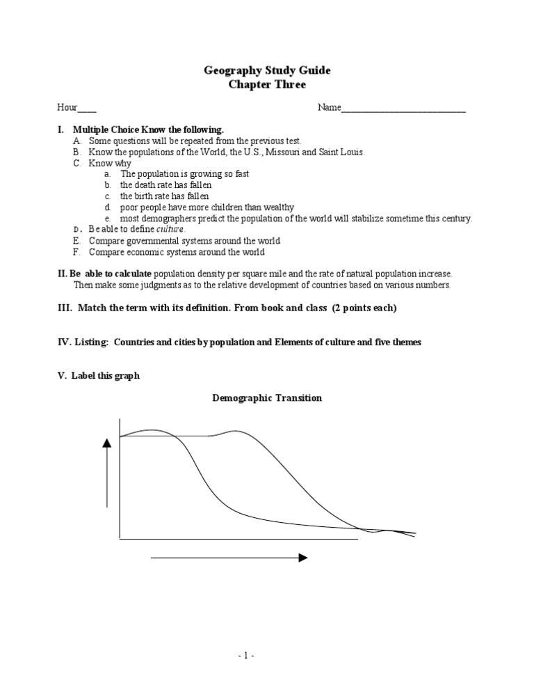 Geography Study Guide: Population & Culture | PDF