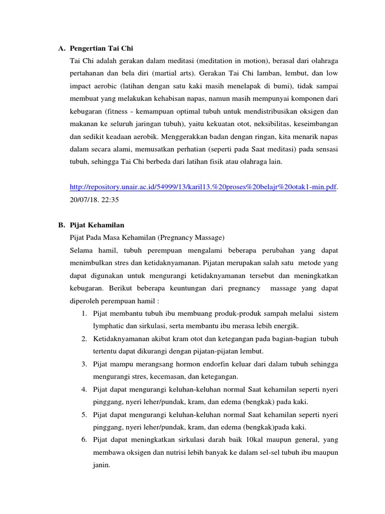 Tai Chi Dan Massage Ibu Hamil | PDF