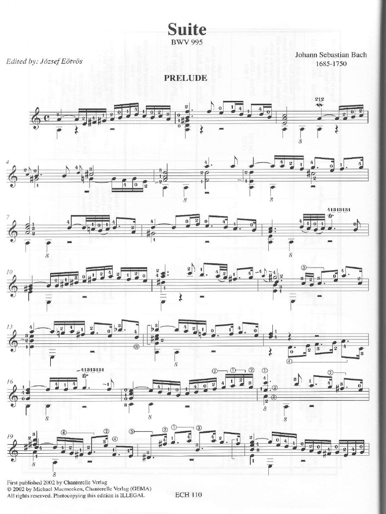Bach - BWV 995 | PDF | Johann Sebastian Bach | Classical Music