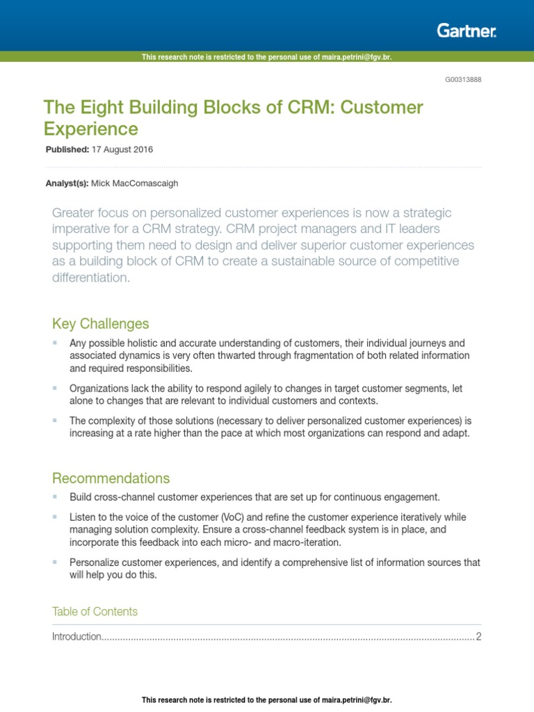 2017 The Eight Building Blocks of CUSTOMER EXPERIENCE | PDF | Customer ...