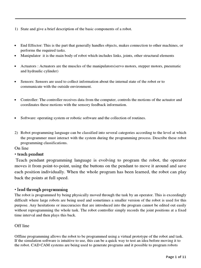 IESLCoE Robotics-Assignment - 2 | PDF | Robot | Robotics