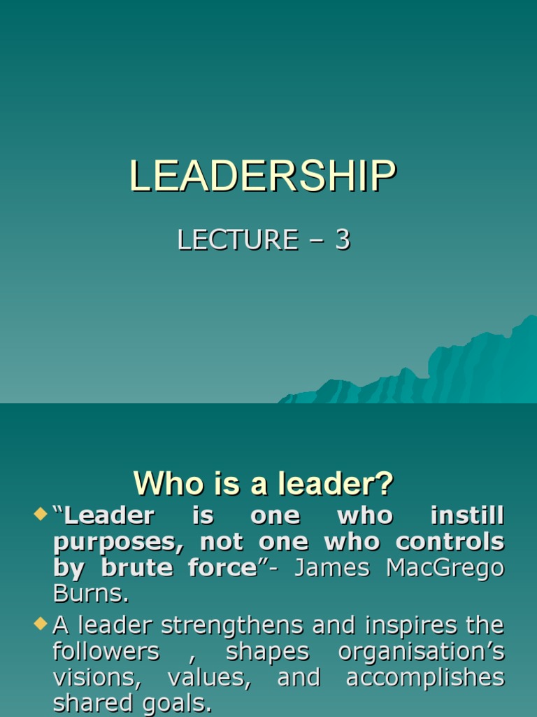 Lec 3 TQM Leadership | PDF | Goal | Leadership