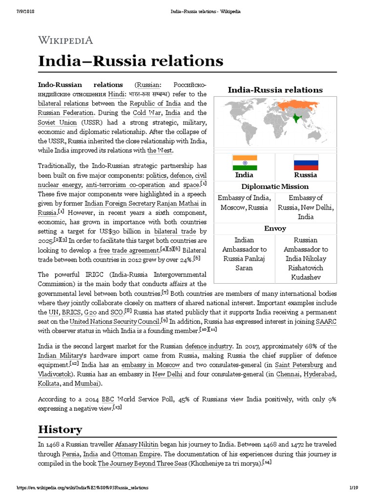 India-Russia Relations | PDF