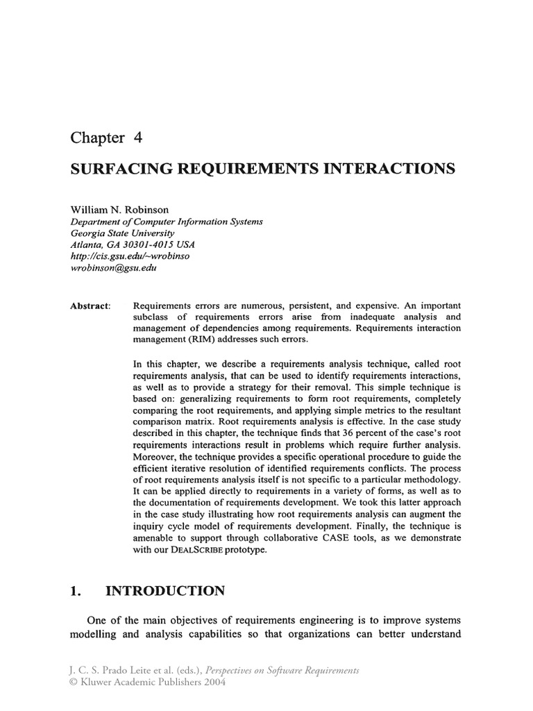 Surfacing Requirements Interactions: William N. Robinson | PDF | System ...