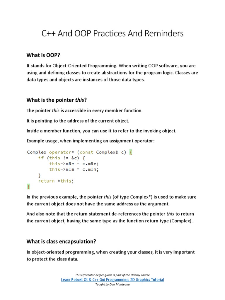 C Plusplus Reminders And Good Practices Pdf Object Oriented Programming Class Computer