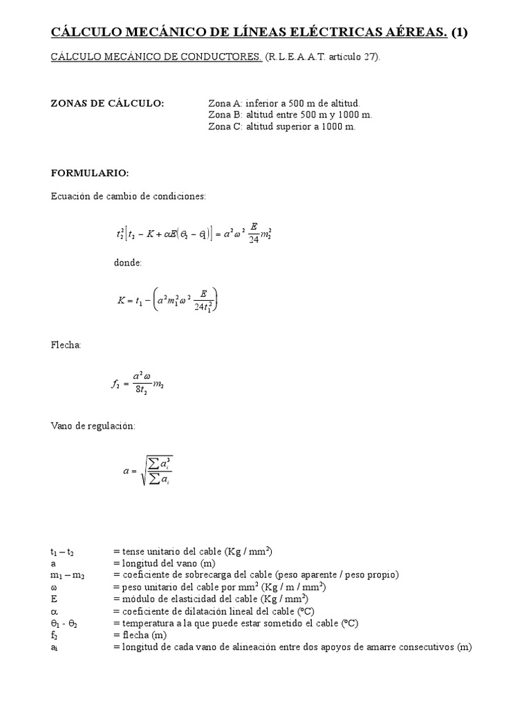 Calculo Mecanico de Lineas Aereas | PDF | Física Aplicada e Interdisciplinaria | Naturaleza