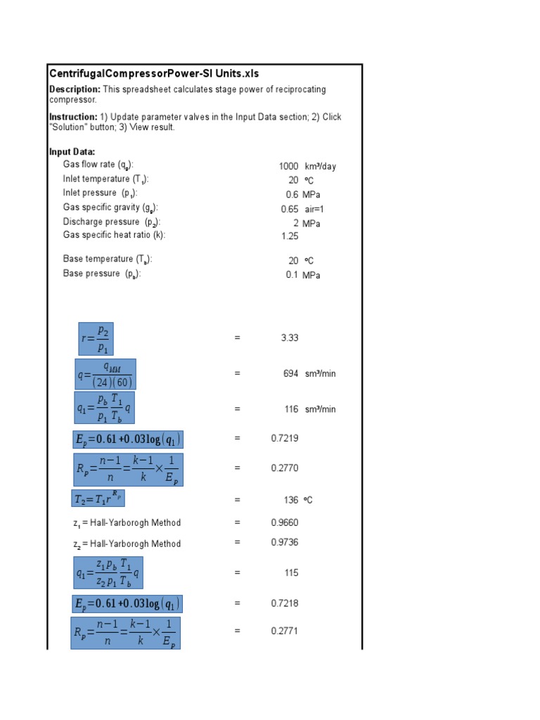CentrifugalCompressorPower SI Units | PDF