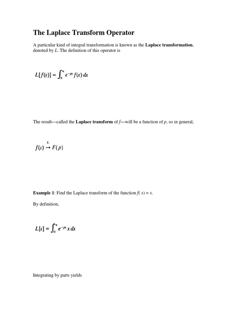 The Laplace Transform Operator Pdf Laplace Transform Continuous 1829