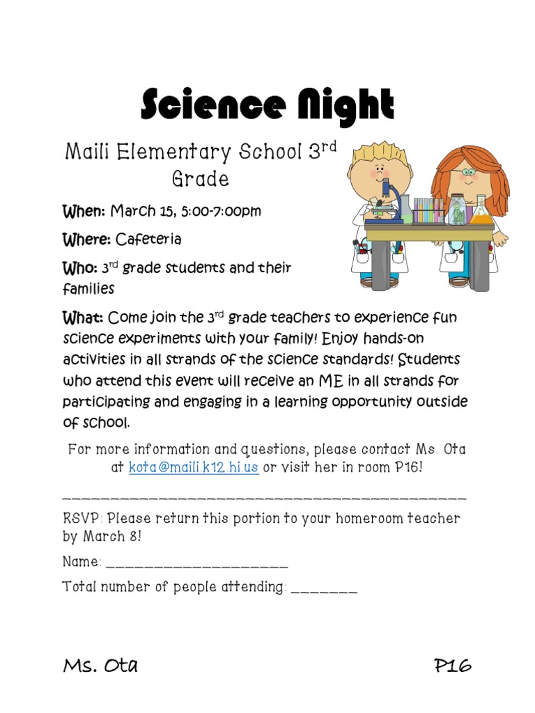 Science Night: Maili Elementary School 3 Grade | PDF