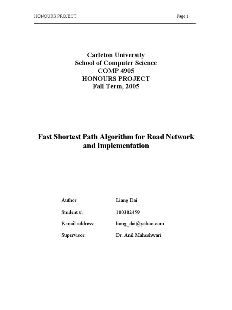 Fast Shortest Path Algorithm For Road Network and Implementation | PDF ...