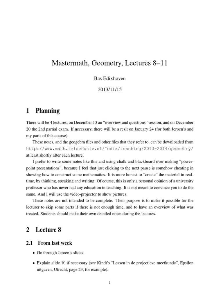 Lectures Mastermath | PDF | Projective Geometry | Group (Mathematics)