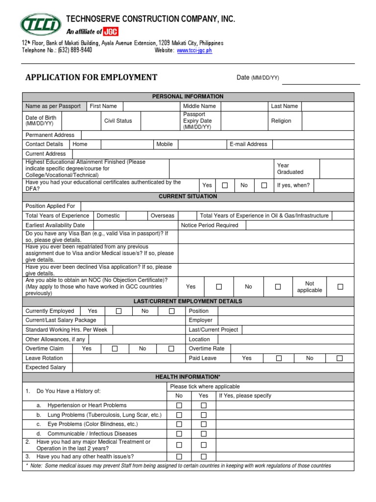 TCCI Application Form | PDF | Travel Visa | Passport