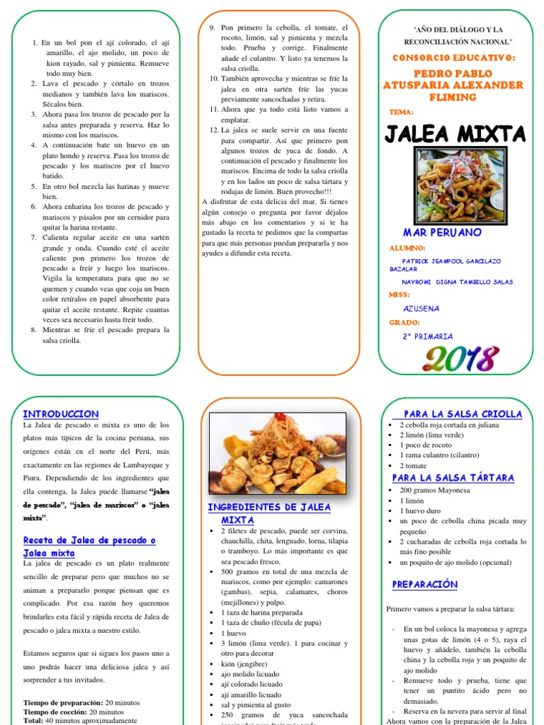 Triptico Jalea Mixta | PDF | Salsa | Mariscos