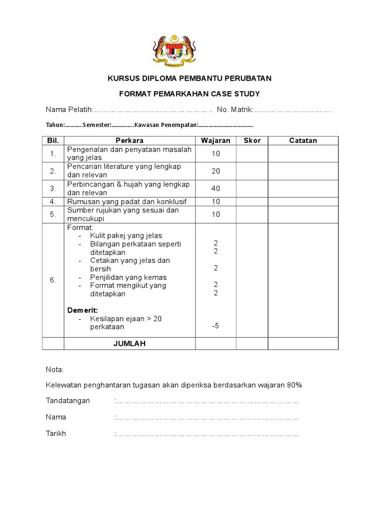 Borang Case Study. Case Clerking. Case Presentation & Epidemiologi | PDF
