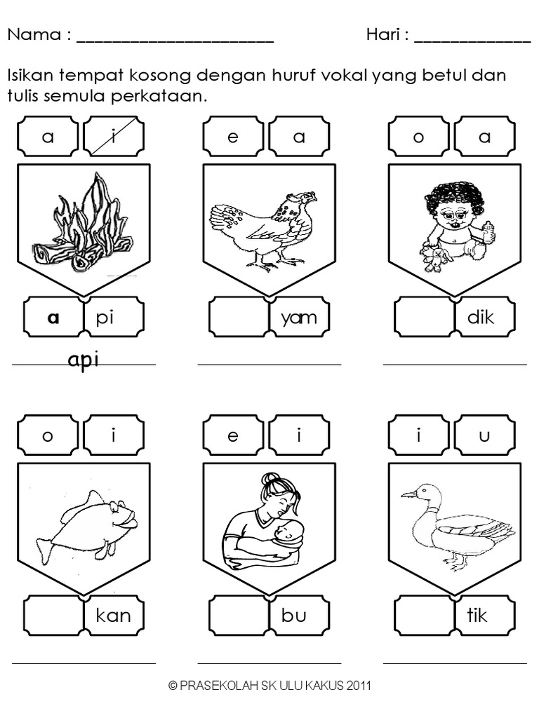 Latihan Menulis Huruf Vokal | PDF
