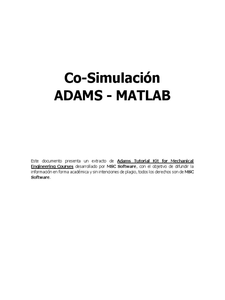 Co Simulación Adams Matlab | PDF | Electric Motor | Voltage