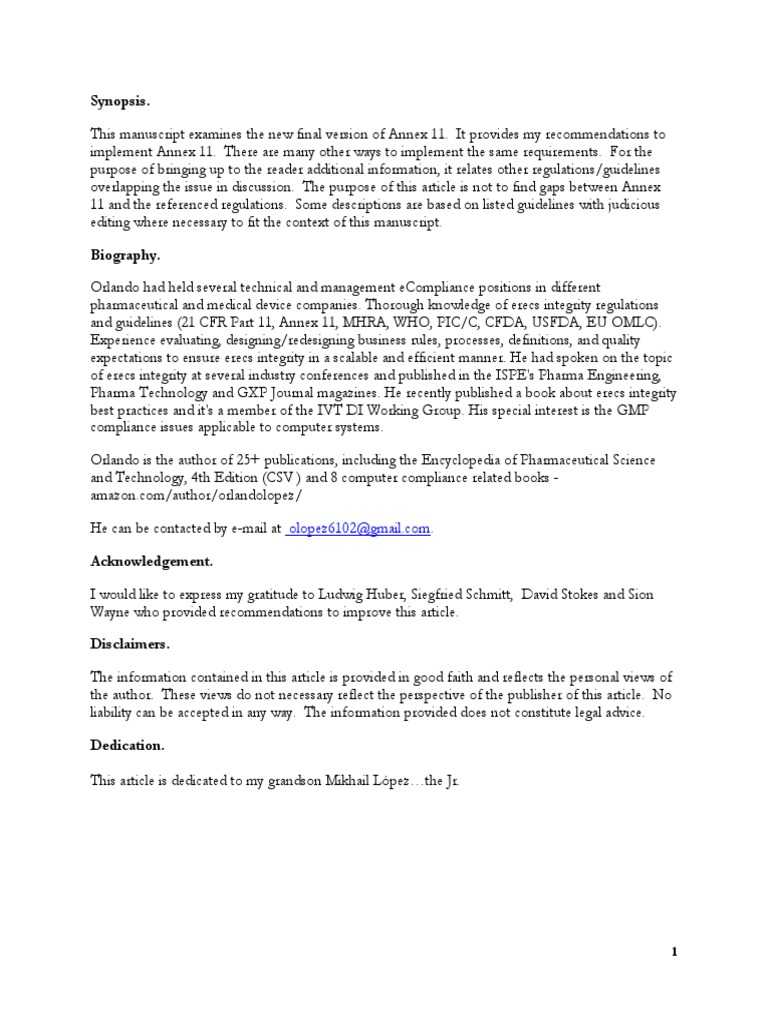 Annex 11 Paper (Rev C) | PDF | Risk Management | Verification And ...