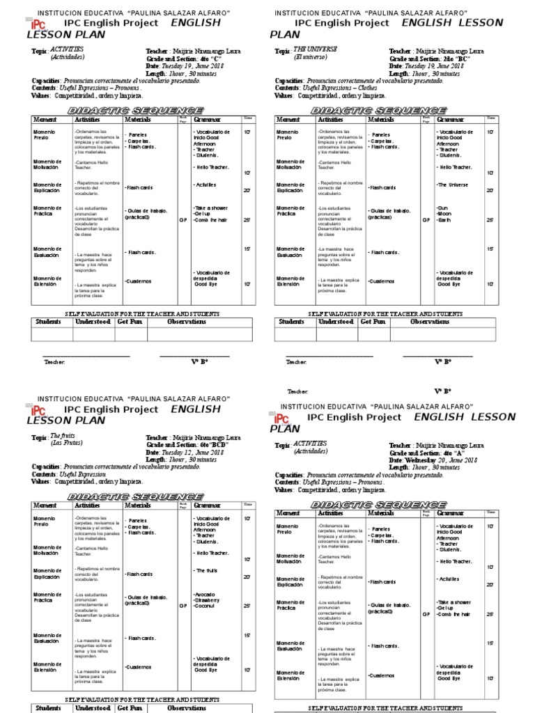 English Lesson Plan English Lesson Plan: IPC English Project IPC ...