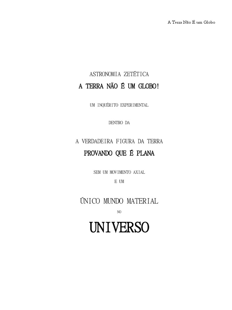 A Terra Não É Um Globo Samuel B. Rowbotham | PDF | Teoria | Terra