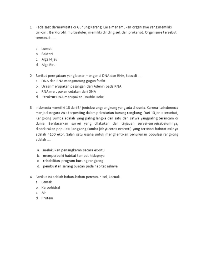 Soal Bio | PDF | Sains & Matematika