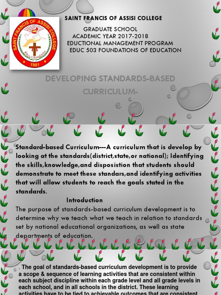 Developing a Standards-Based Curriculum | PDF | Curriculum ...
