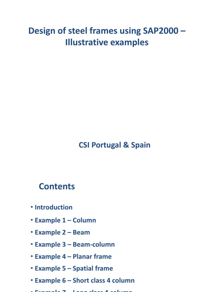 Design of Steel Frames Using SAP2000 - Illustrative Examples | Download ...