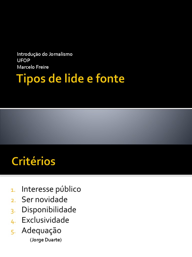Tipos de Lide e Fonte | PDF | Jornalismo | Estado
