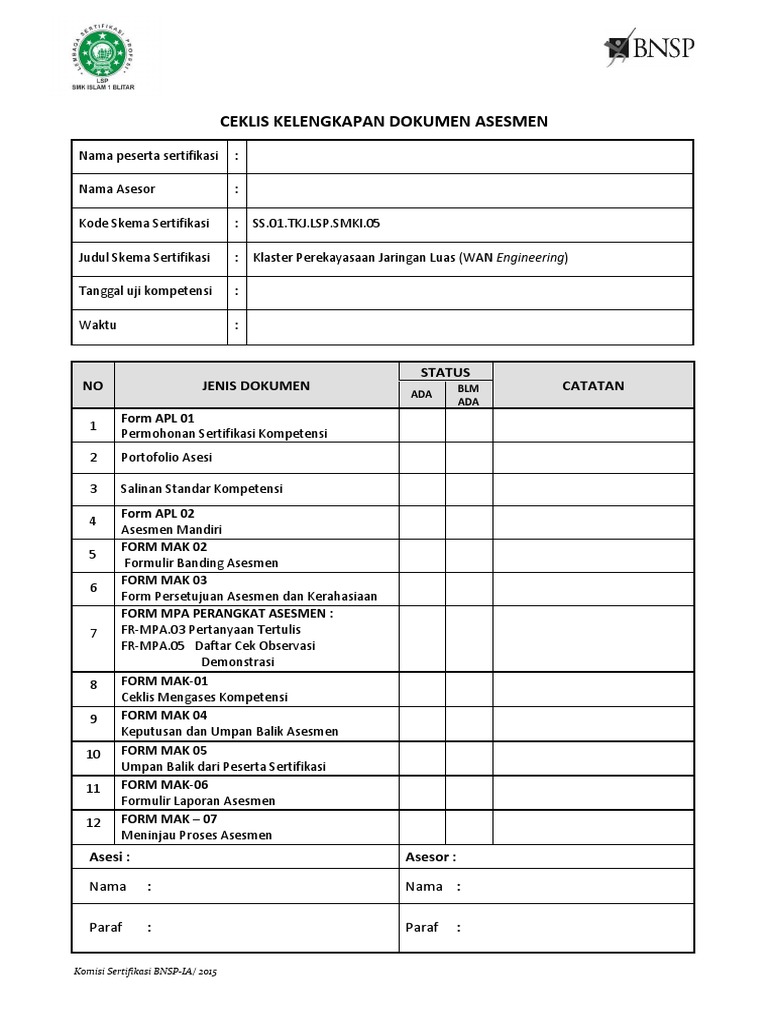 Checklist Kelengkapan Dokument - Rev.01 | PDF