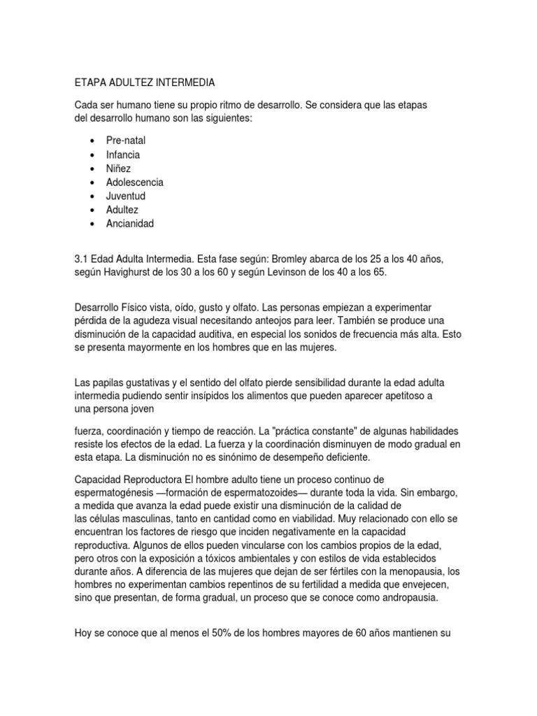 Adultez Intermedia | PDF | Adultos | Menopausia