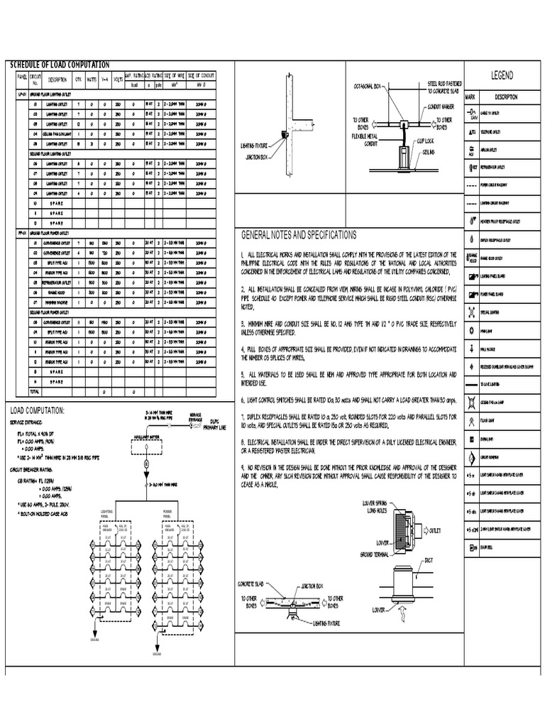General Notes and Specifications: Schedule of Load Computation | PDF