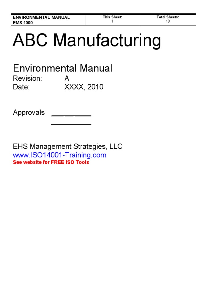 ABC Manufacturing Environmental Manual | PDF | Audit | Business