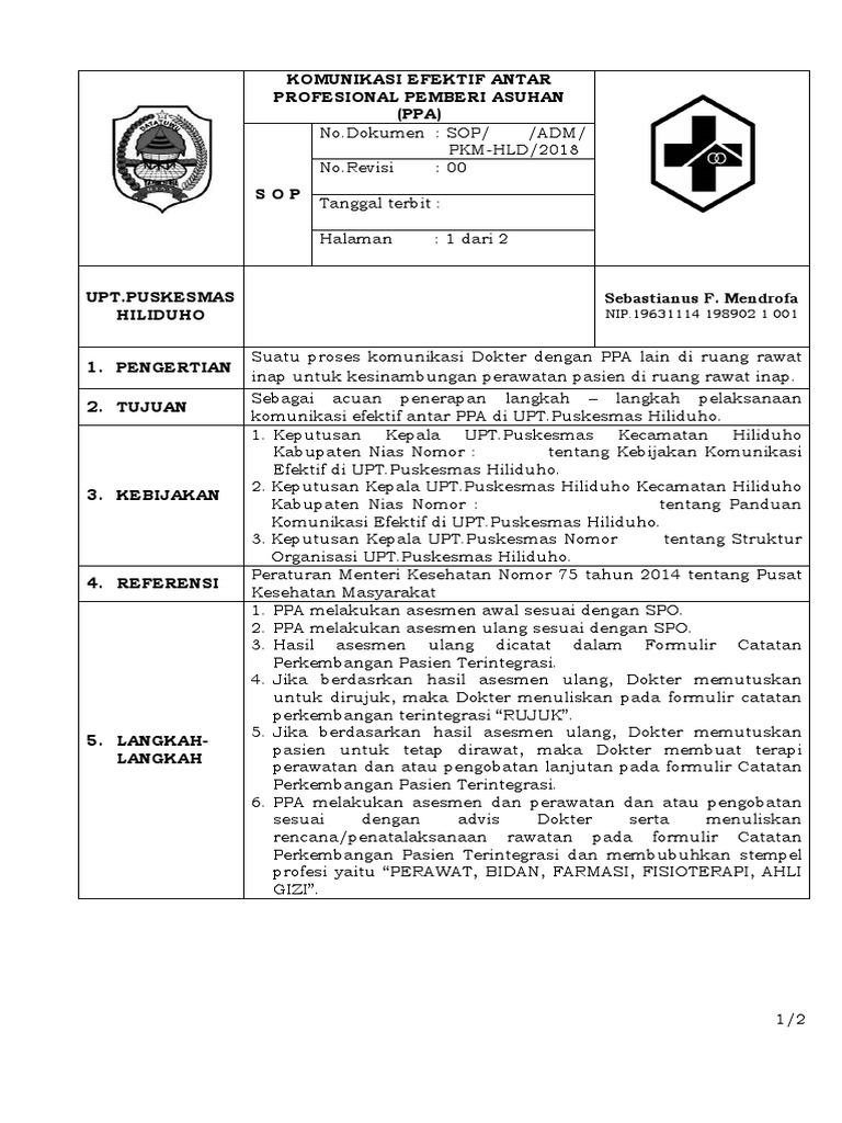 Sop Komunikasi Efektif Antar Ppa | PDF