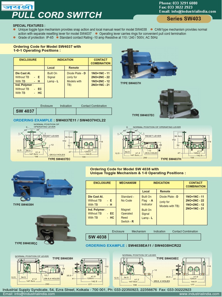 Pull Cord Switch Jayashree | PDF | Switch | Electrical Equipment