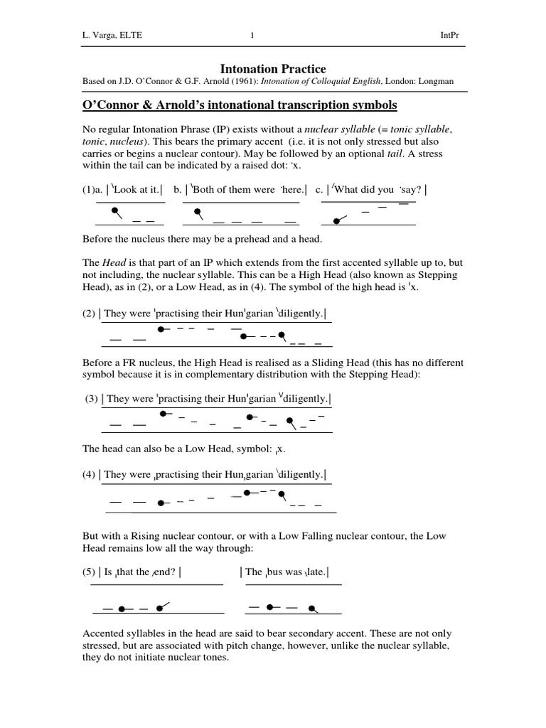 Intonation Practice O'Connor - Arnold PDF | PDF | Stress (Linguistics ...