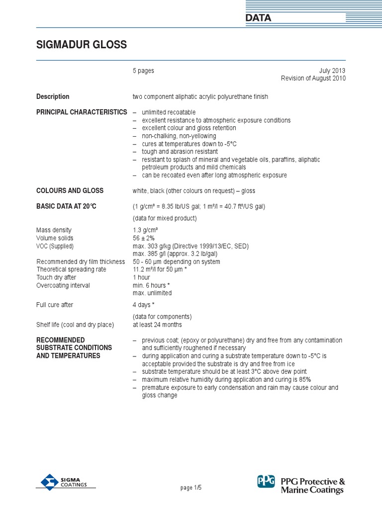 Sigmadur Gloss | PDF | Paint | Cookware And Bakeware