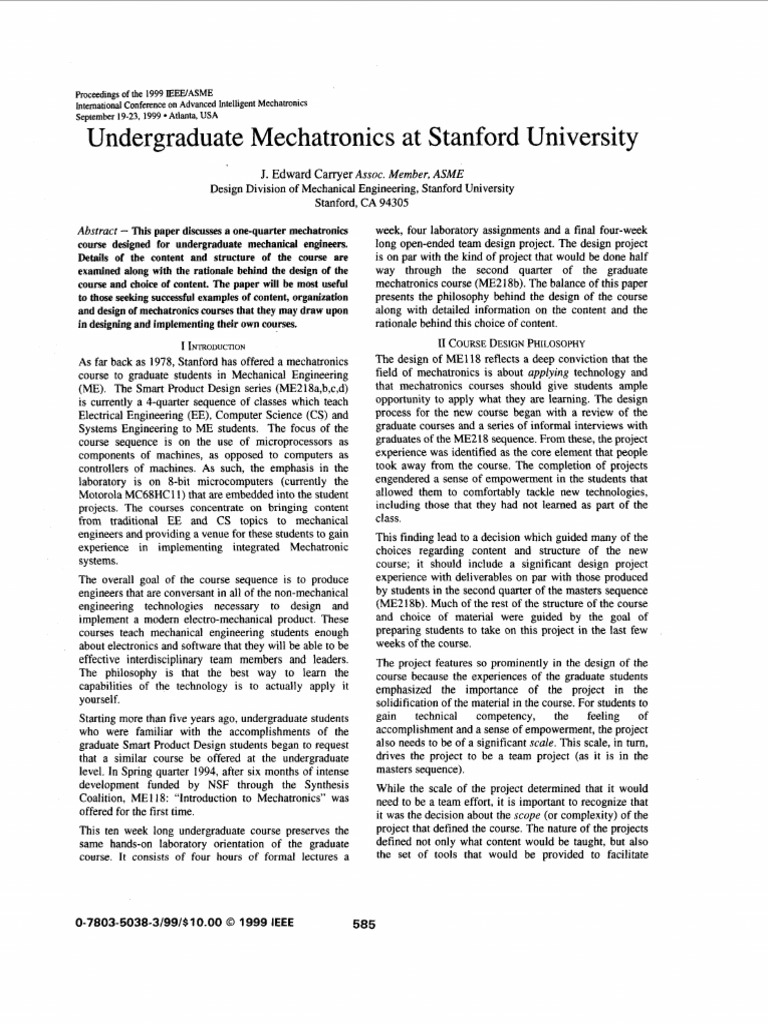 Stanford's Mechatronics Course | PDF | Operational Amplifier | Electronics