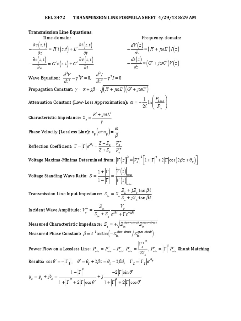 Electronics Formulas Ece | PDF