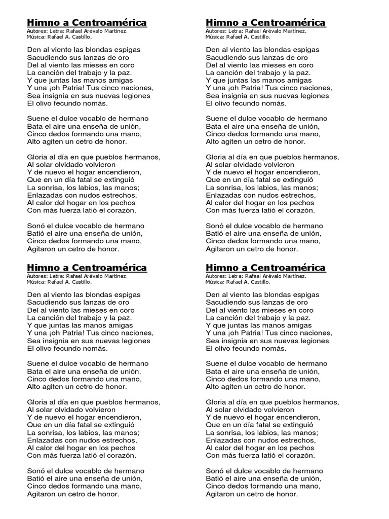 Himno A Centroamérica | PDF | Ocio