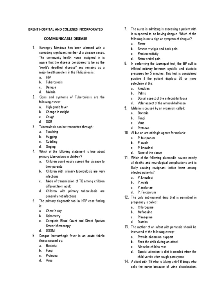 Communicable Disease: Brent Hospital and Colleges Incorporated | PDF ...