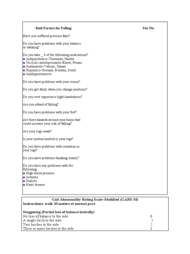 New PT Falling Assemsnet | PDF | Anatomical Terms Of Motion | Foot