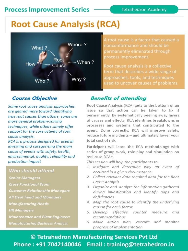 Root Cause Analysis (RCA) Workshop by Tetrahedron | PDF | Causality ...