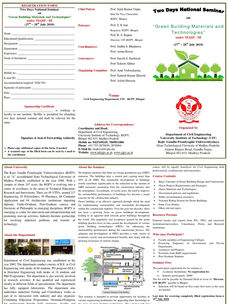 RGPV Workshop Application Form | PDF | Green Building | Environmentalism